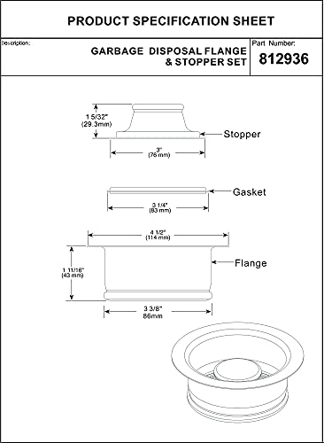 Artiwell Sink Garbage Disposal Flange and Stopper, Universal Flange Fit for 3-1/2 Inch Standard Sink Drain Hole, Kitchen Sink Replacement Accessories, Sink Garbage Disposer Kit (Champagne Bronze)