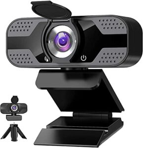 webcam with microphone for desktop, 1080p hd usb computer cameras with privacy cover&webcam tripod, streaming webcam with flexible rotatable wide angle webcam for pc zoom video/gaming/laptop/skype