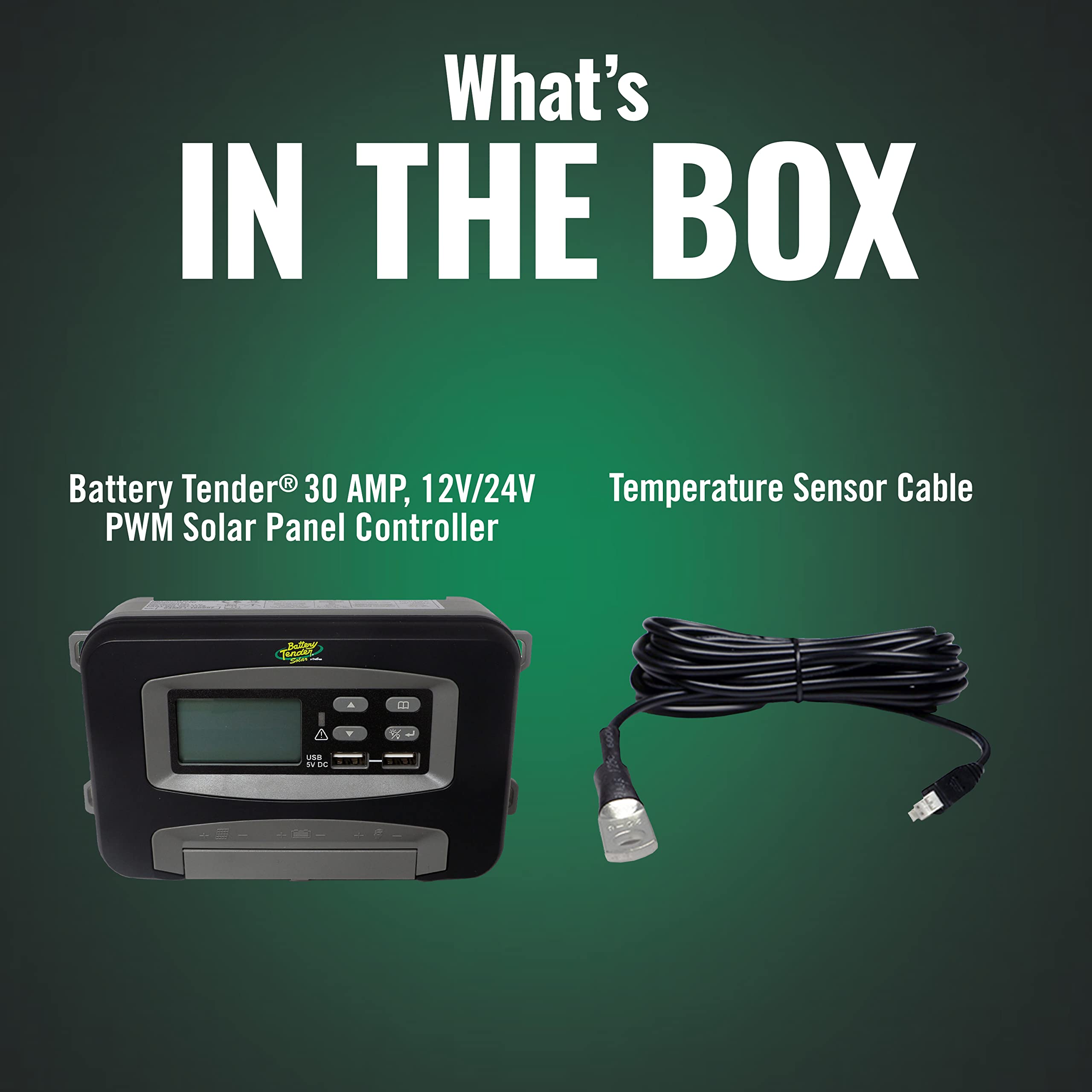 Battery Tender 30 AMP PWM Solar Charge Controller for 12 Volt/24 Volt Lead Acid, Gel, and AGM Batteries and 12 Volt Lithium Batteries