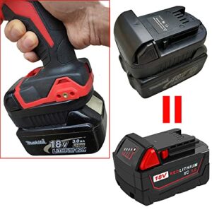 Battery Adapter for Makita 18V Lithium Battery BL1830B BL1850B BL1860B Convert to Milwaukee 18V M18 Lithium Battery, Converter Use for Milwaukee 18-Volt M18 Lithium Ion Cordless Tool