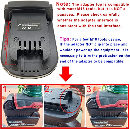 Battery Adapter for Makita 18V Lithium Battery BL1830B BL1850B BL1860B Convert to Milwaukee 18V M18 Lithium Battery, Converter Use for Milwaukee 18-Volt M18 Lithium Ion Cordless Tool