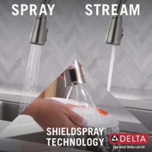 Delta Faucet Ophelia Brushed Nickel Faucet with Pull Down Sprayer for Kitchen Sink, Magnetic Docking, SpotShield Stainless 19888TZ-SP-DST