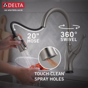 Delta Faucet Ophelia Brushed Nickel Faucet with Pull Down Sprayer for Kitchen Sink, Magnetic Docking, SpotShield Stainless 19888TZ-SP-DST