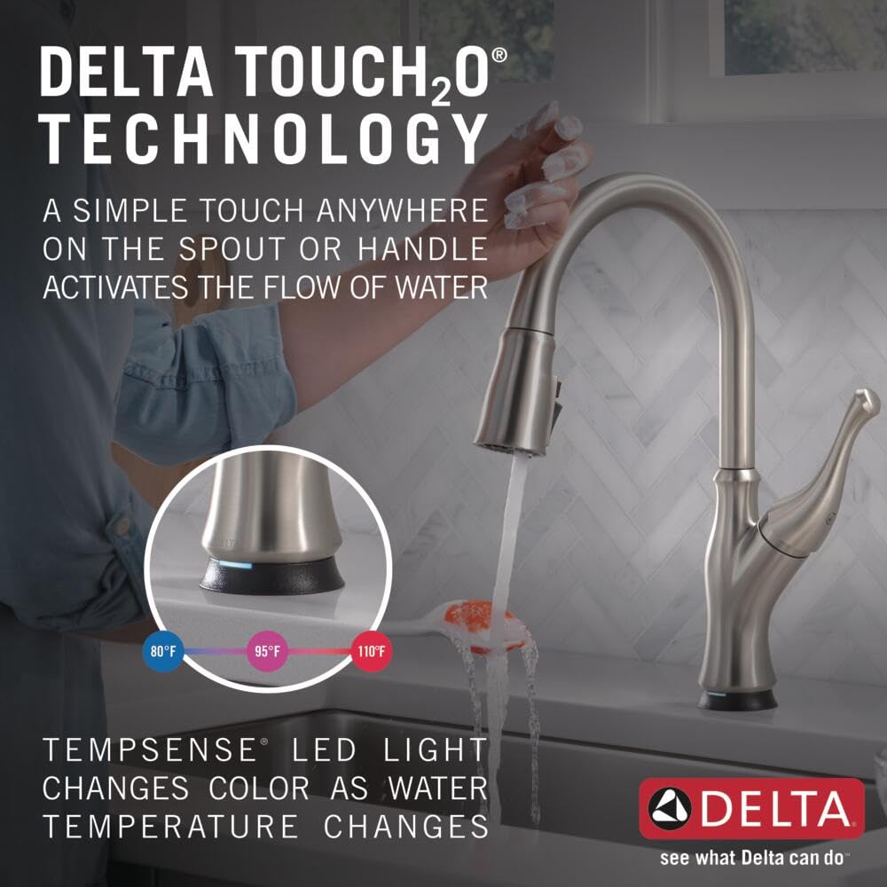 Delta Faucet Ophelia Brushed Nickel Faucet with Pull Down Sprayer for Kitchen Sink, Magnetic Docking, SpotShield Stainless 19888TZ-SP-DST