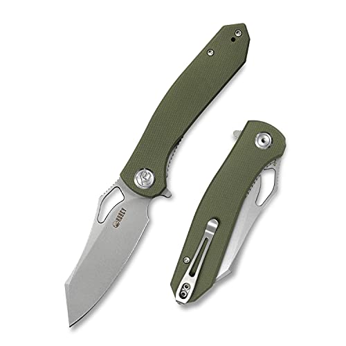 KUBEY Drake KU310C Gentlemans Everyday Carry, 7.87" Pocket Folding Knife with Tanto Blade and G10 Handle with Reversible Deep Carry Clip Good for Edc Outdoor Hiking and Hunting