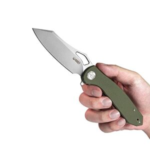 KUBEY Drake KU310C Gentlemans Everyday Carry, 7.87" Pocket Folding Knife with Tanto Blade and G10 Handle with Reversible Deep Carry Clip Good for Edc Outdoor Hiking and Hunting