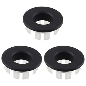 murtenze 3pcs sink overflow ring, sink basin trim overflow cover copper insert in hole round caps for kitchen bathroom (black)