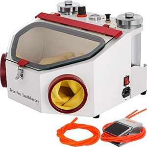 eustoma twin double pen fine sandblaster lab equipment 50w sand blaster unit with led lamp（metal bottles）