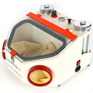 EustomA Twin Double Pen Fine Sandblaster Lab Equipment 50W Sand Blaster Unit with LED Lamp（Metal Bottles）