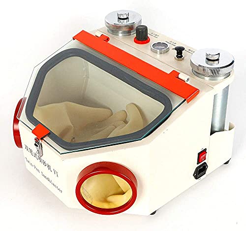 EustomA Twin Double Pen Fine Sandblaster Lab Equipment 50W Sand Blaster Unit with LED Lamp（Metal Bottles）