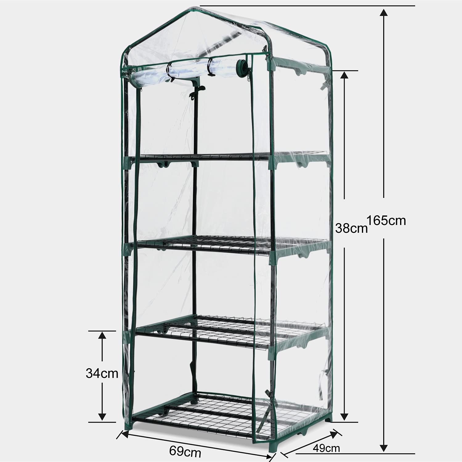 ABCCANOPY Mini Greenhouse, 4 Tiers Portable Gardening Greenhouse with Zippered Door for Indoor Outdoor Use (Transparent PVC Cover)