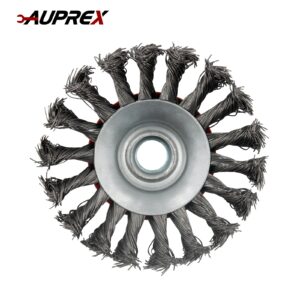 AUPREX 5 Pack 4 Inch Twist Knotted Wire Wheel Brush for Angle Grinder with 5/8 Inch-11 Threaded Arbor - 0.02 Inch Carbon Steel Wire for Heavy-Duty Conditioning for Various Metals