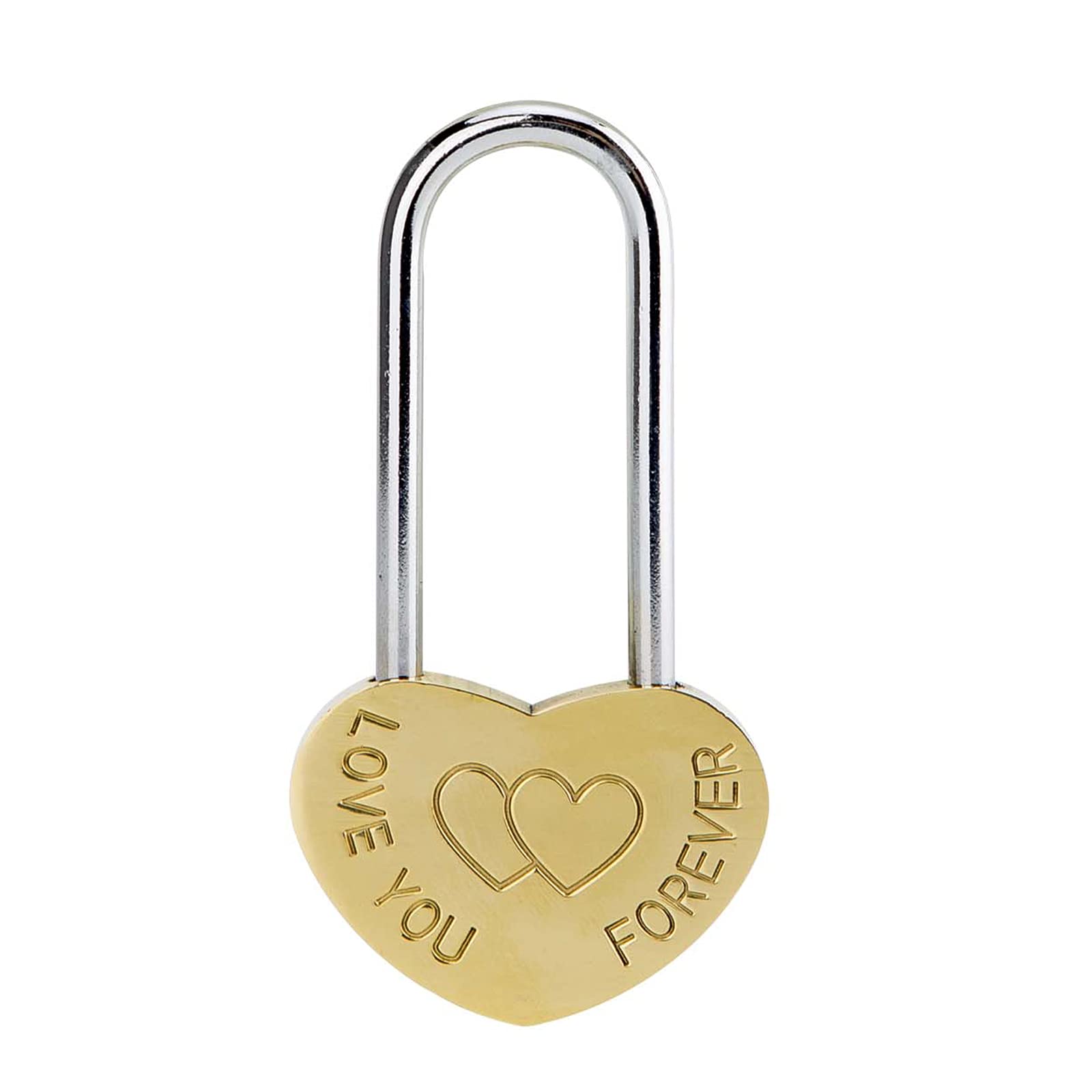 VeYocilk Love Lock Single Heart Padlock: 3.5" 50mm Engraved Love-You-Forever Wish Lock Without Key Everlasting Love for Lovers Wedding, Valentines, Anniversary, Travel, Valentines Day(NO Key)