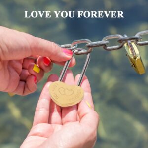 VeYocilk Love Lock Single Heart Padlock: 3.5" 50mm Engraved Love-You-Forever Wish Lock Without Key Everlasting Love for Lovers Wedding, Valentines, Anniversary, Travel, Valentines Day(NO Key)