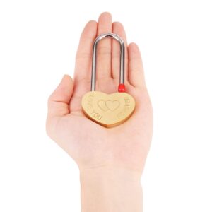 VeYocilk Love Lock Single Heart Padlock: 3.5" 50mm Engraved Love-You-Forever Wish Lock Without Key Everlasting Love for Lovers Wedding, Valentines, Anniversary, Travel, Valentines Day(NO Key)