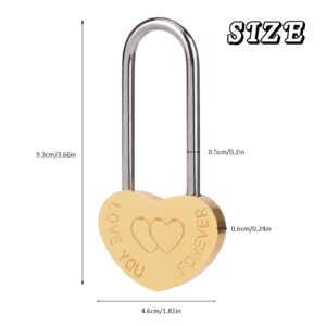 VeYocilk Love Lock Single Heart Padlock: 3.5" 50mm Engraved Love-You-Forever Wish Lock Without Key Everlasting Love for Lovers Wedding, Valentines, Anniversary, Travel, Valentines Day(NO Key)