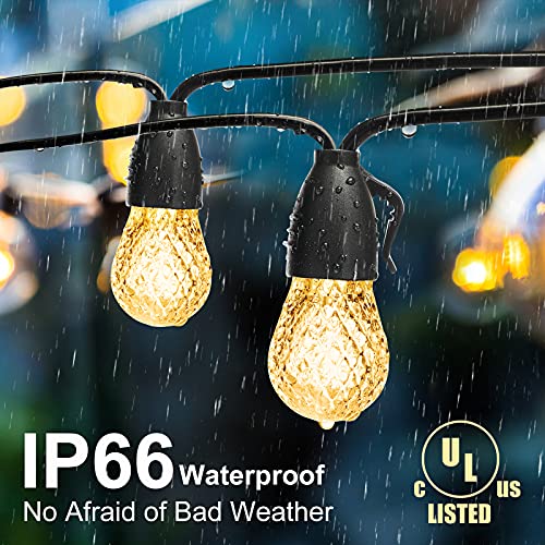 Outdoor String Lights with 25 Multi-Color LED Bulbs, 49ft IP65 Waterproof Shatterproof RGBW Patio Light, Bluetooth App&Remote Control, Hanging Christmas Light for Outside Backyard Garden Party Balcony