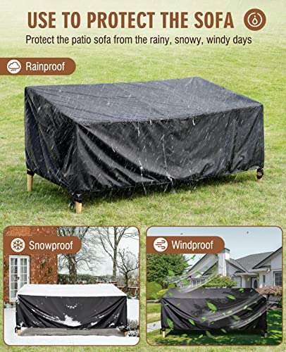 HIRALIY 3-Seater Outdoor Sofa Cover, Waterproof Outdoor Couch Cover, Heavy Duty Patio Furniture Covers for Outdoor Seating, Windproof Patio Sofa Covers for Winter, 82.6" L x 39" W x 27" H