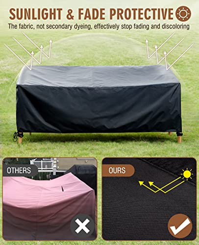 HIRALIY 3-Seater Outdoor Sofa Cover, Waterproof Outdoor Couch Cover, Heavy Duty Patio Furniture Covers for Outdoor Seating, Windproof Patio Sofa Covers for Winter, 82.6" L x 39" W x 27" H