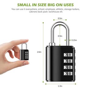 KeeKit Combination Lock, 4 Digit Combination Padlock with Keys, Resettable Waterproof Gate Lock for Locker, Gym, Fence, Case, School & Employee Locker, Toolbox – 2 Pack, Black