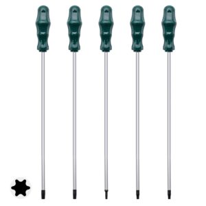 extra long torx screwdrivers set, 5pcs 12in magnetic torx screwdrivers set, t15 - t30 (t15,t20,t25,t27,t30) magnetic torx driver star screwdrivers set, long long star screwdrivers set