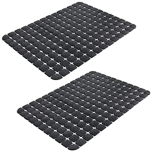 2 Pcs Kitchen Sink Mats, OTHWAY PVC Sink Mat Protector For Stainless Steel & Porcelain Sink, 16" x 12"inch XL Sink Protectors for Kitchen Sink, Quick Draining Sink Saddle Mat (Black)