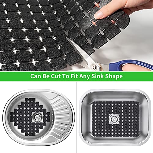 2 Pcs Kitchen Sink Mats, OTHWAY PVC Sink Mat Protector For Stainless Steel & Porcelain Sink, 16" x 12"inch XL Sink Protectors for Kitchen Sink, Quick Draining Sink Saddle Mat (Black)