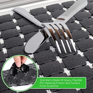 2 Pcs Kitchen Sink Mats, OTHWAY PVC Sink Mat Protector For Stainless Steel & Porcelain Sink, 16" x 12"inch XL Sink Protectors for Kitchen Sink, Quick Draining Sink Saddle Mat (Black)