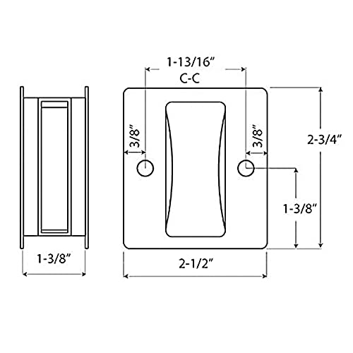 HOMOTEK Privacy Pocket Door Pull Without Switch Plate - Replace Old Or Damaged Passage Sliding Door Pull No Lock Quickly and Easily, 2-3/4”x2-1/2”, for 1-3/8” Thickness Door, Black