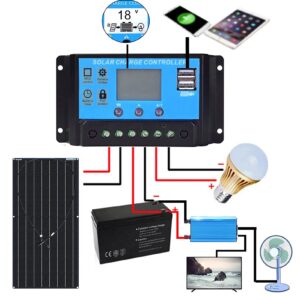 ZYTNB 1200W Flexible Monocrystalline 4 X 300 Watt 18 Volt Solar Panel High Efficiency Mono Solar Module kit with 40A Charger Controller for Camping Caravan RV and Other Off Grid Applications