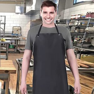 RUIBOLU Waterproof Rubber Vinyl Black Work Apron 43" Adjustable Bib for Dishwashing, Lab, Butcher, Garden,Dog Grooming aprons.1 PACK