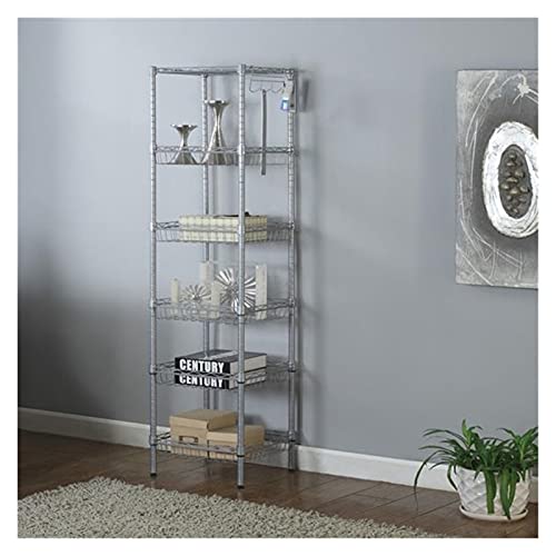 Cages 6-Shelf Wire Shelving Units Heavy Duty Metal Shelf Wire Rack with Leveling Feet Adjustable Utility Storage Shelves for Garage Kitchen Living Room Bathroom 13.38" L x 13.38" W x 63" H