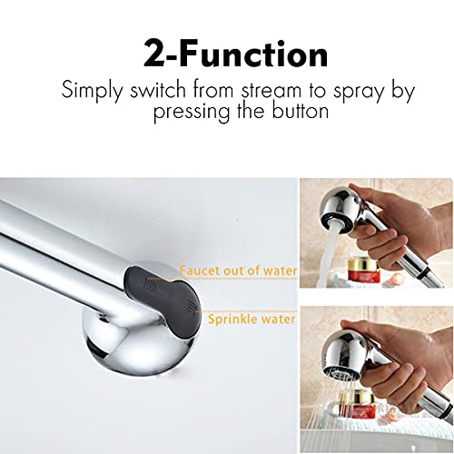 Kitchen Sink Pull Down Faucet Head Replacement 2-Functions Pull Out Sprayer Head Chrome, (Plating)