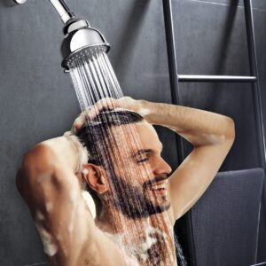 Shower Head High Pressure, Rain Shower Head, 4 Inch Detachable Showerheads, Tool-Free Installation, Automatic Cleaning, 5 Spray Settings, More Water Savings (2.5 GPM)