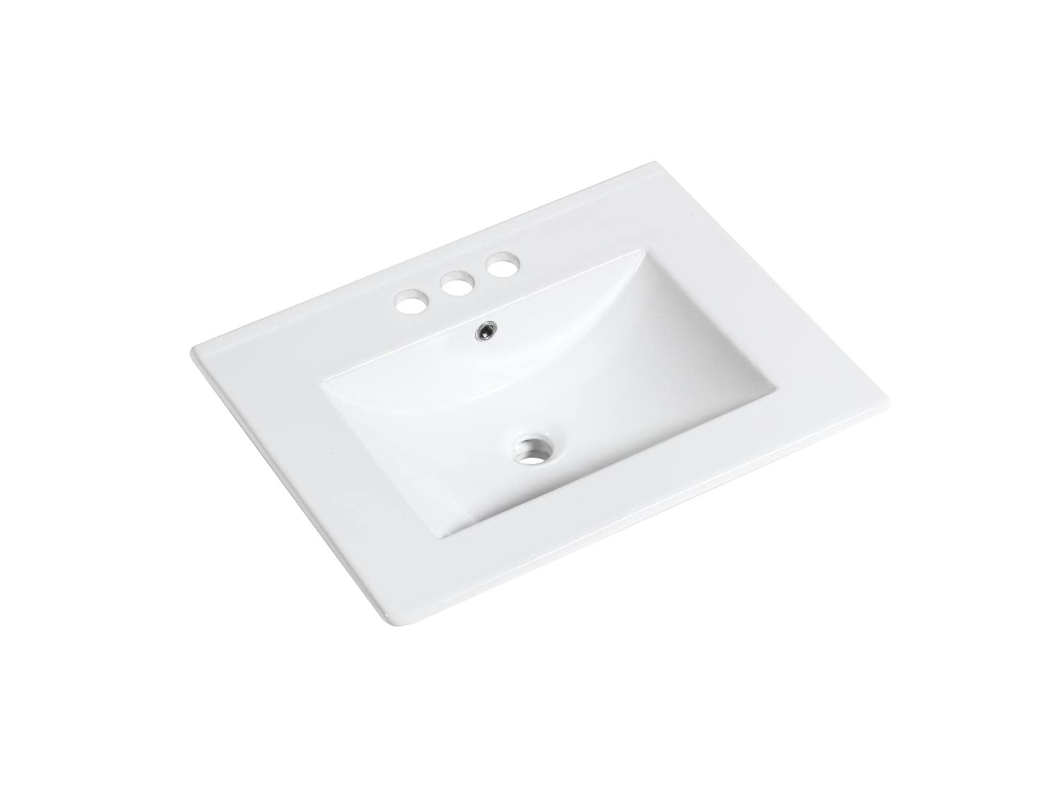 Saint Birch 24" Modern White Ceramic Bathroom Vanity Top Sink, with Three Faucet Holes