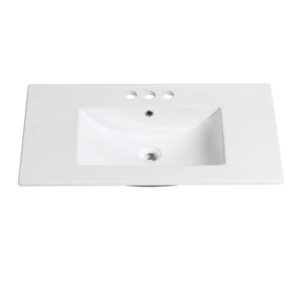 Saint Birch 24" Modern White Ceramic Bathroom Vanity Top Sink, with Three Faucet Holes