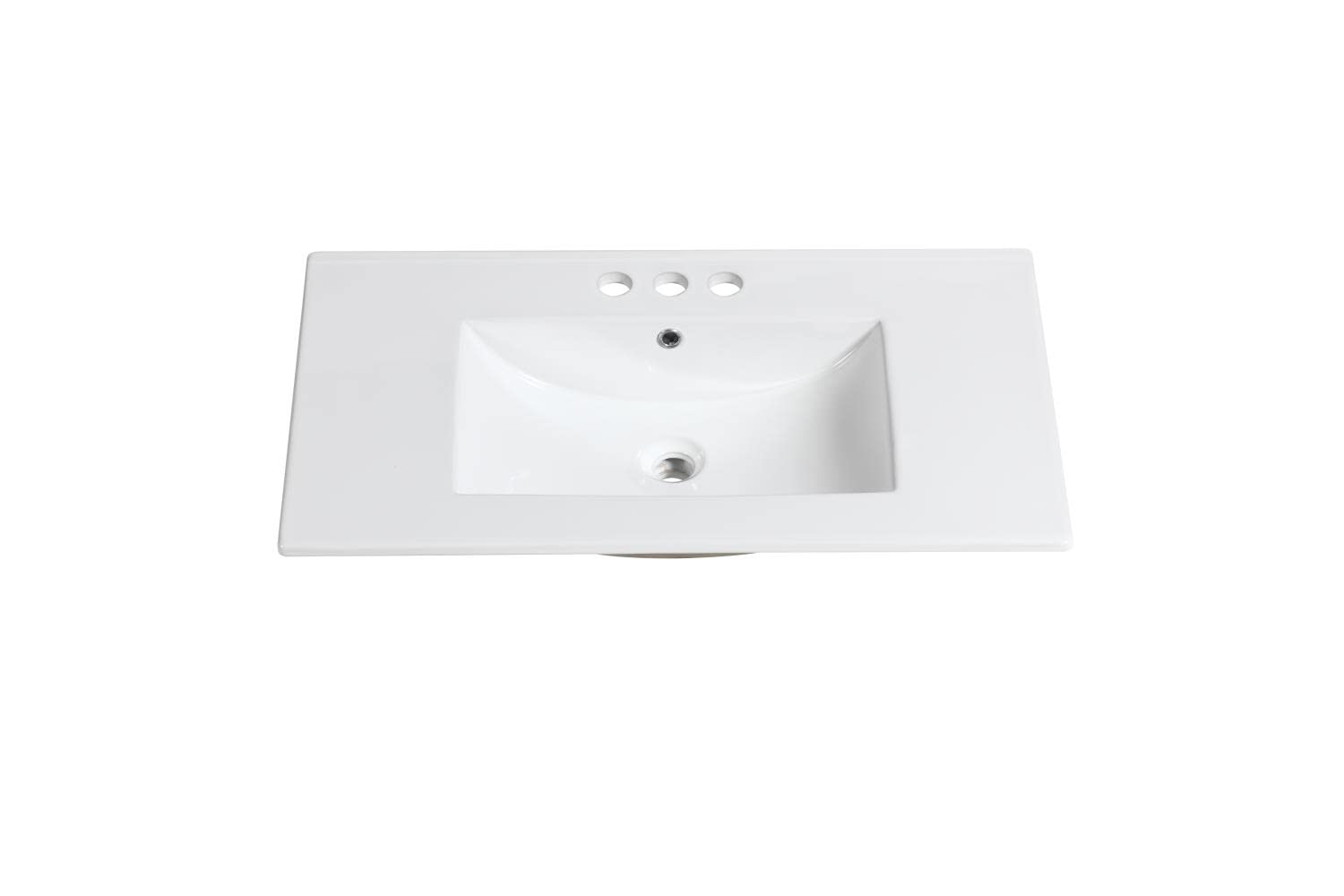 Saint Birch 24" Modern White Ceramic Bathroom Vanity Top Sink, with Three Faucet Holes