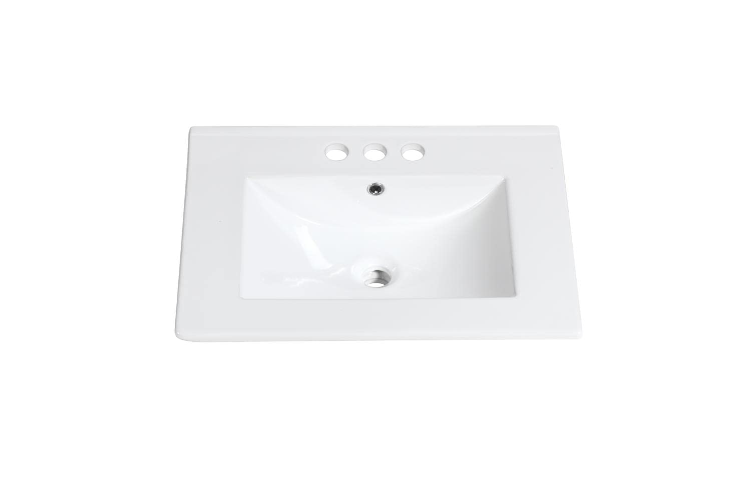 Saint Birch 24" Modern White Ceramic Bathroom Vanity Top Sink, with Three Faucet Holes