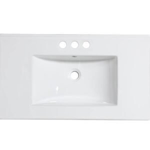 Saint Birch 24" Modern White Ceramic Bathroom Vanity Top Sink, with Three Faucet Holes