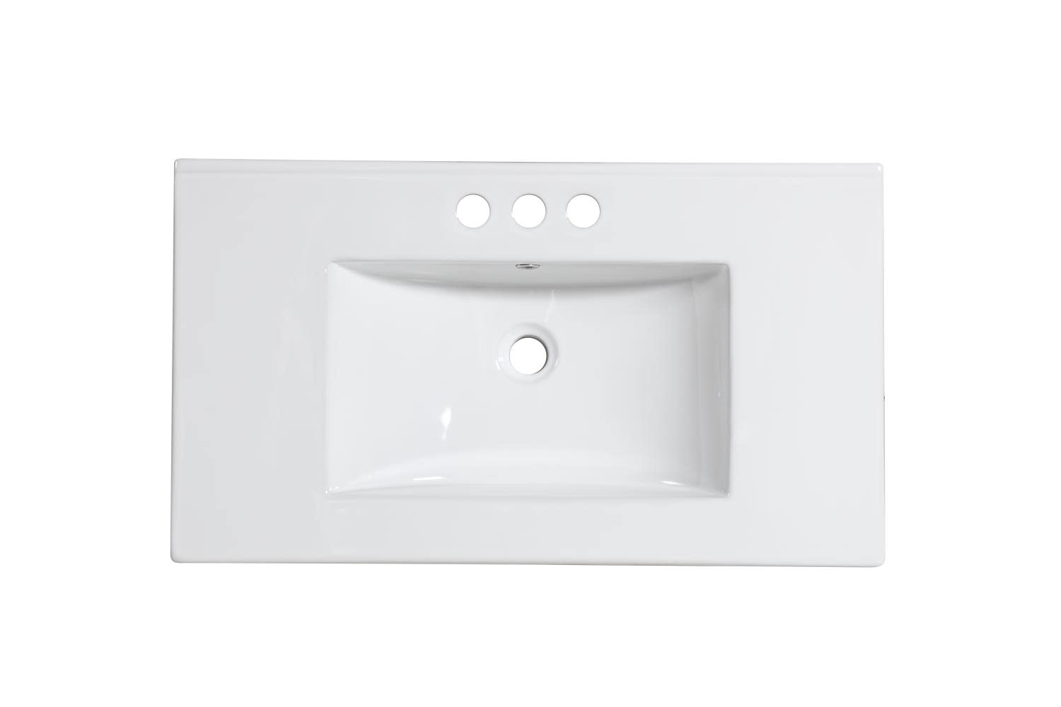 Saint Birch 24" Modern White Ceramic Bathroom Vanity Top Sink, with Three Faucet Holes