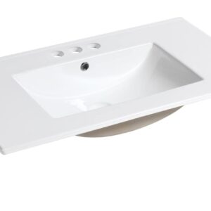 Saint Birch 24" Modern White Ceramic Bathroom Vanity Top Sink, with Three Faucet Holes