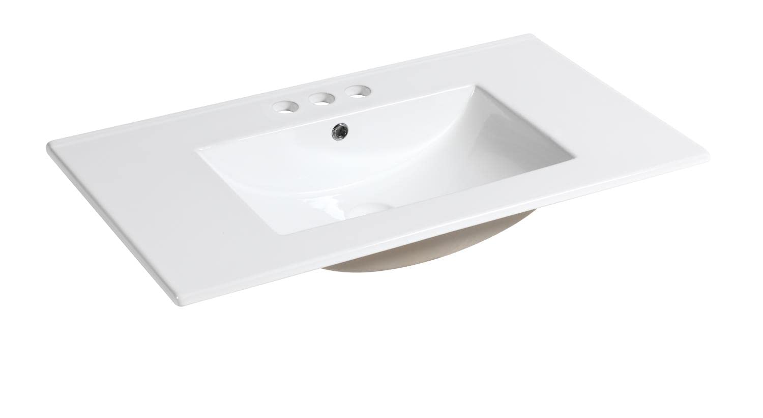 Saint Birch 24" Modern White Ceramic Bathroom Vanity Top Sink, with Three Faucet Holes