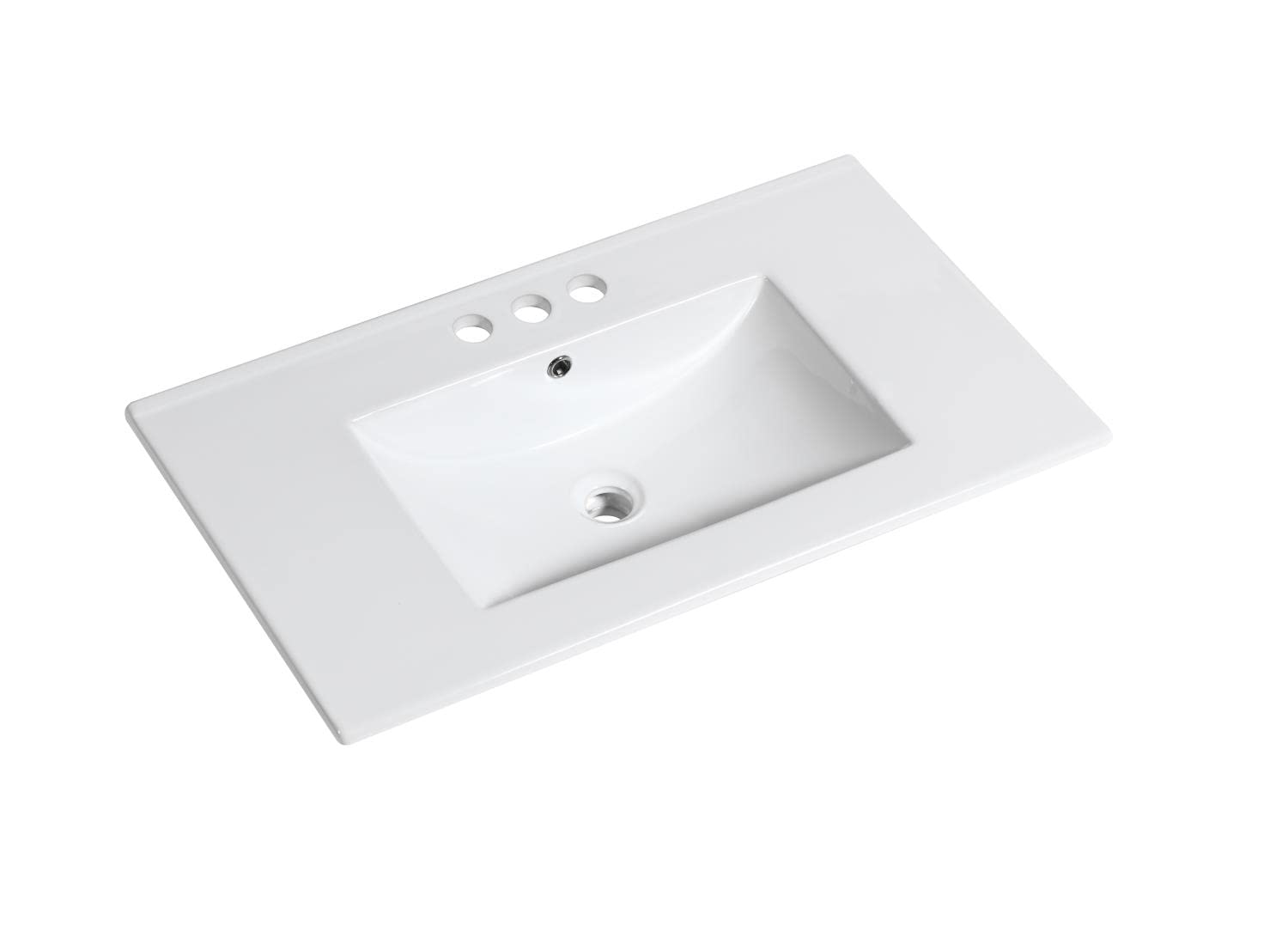 Saint Birch 24" Modern White Ceramic Bathroom Vanity Top Sink, with Three Faucet Holes