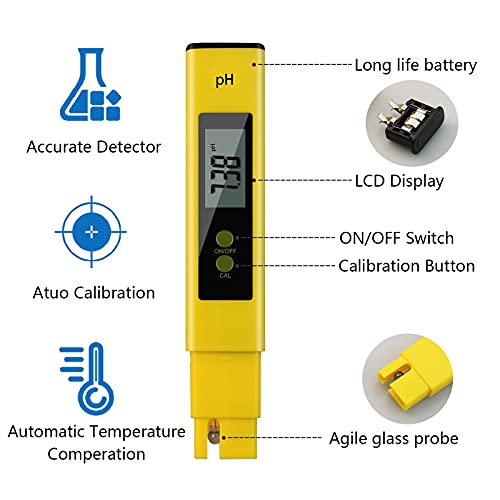 PH Meter & TDS Meter Combo, Readout High Accuracy Lab 4-in-1 PH TDS EC & Temperature Meter Water Quality Tester,High Accuracy Digital Water Tester for Household Drinking, Pool and Aquarium