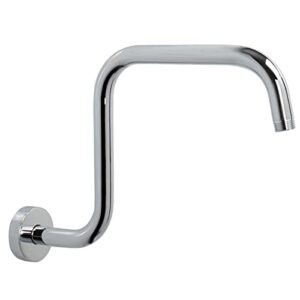 nearmoon s shape shower extension arm with flange, stainless steel high rise shower head extender pipe, horizontal extension standard 1/2" connection- bathroom accessory, 13 inch (chrome finish)