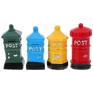 yardwe 4pcs post box miniature figurines terrariums figurines home decor cake decorating resin cake figurine miniature mailbox child sand table furniture synthetic resin