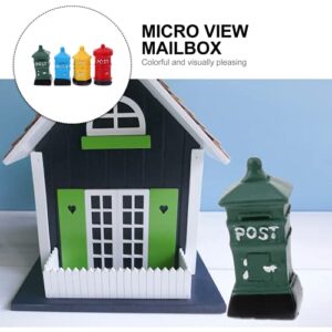 Yardwe 4pcs Post Box Miniature Figurines Terrariums Figurines Home Decor Cake Decorating Resin Cake Figurine Miniature Mailbox Child Sand Table Furniture Synthetic Resin