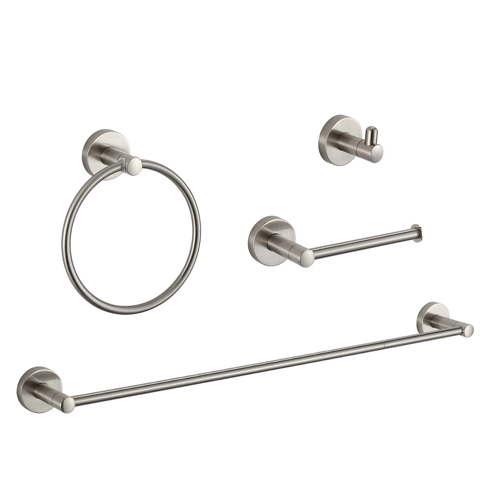 BGL Bathroom Accessory Set Brushed Nickel 4-Pieces Bathroom Towel Rack 24 Inches Adjustable Bathroom Hardware Set