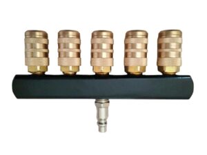 zeluga 22-140 5-way industrial style bar air manifold with brass 5 coupler