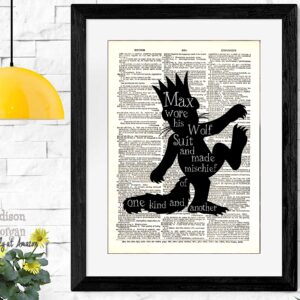 Wild Things - Decor - 4 piece set - Dictionary Art Print Quotes and Sayings Print - UNFRAMED 8 X 10 inches